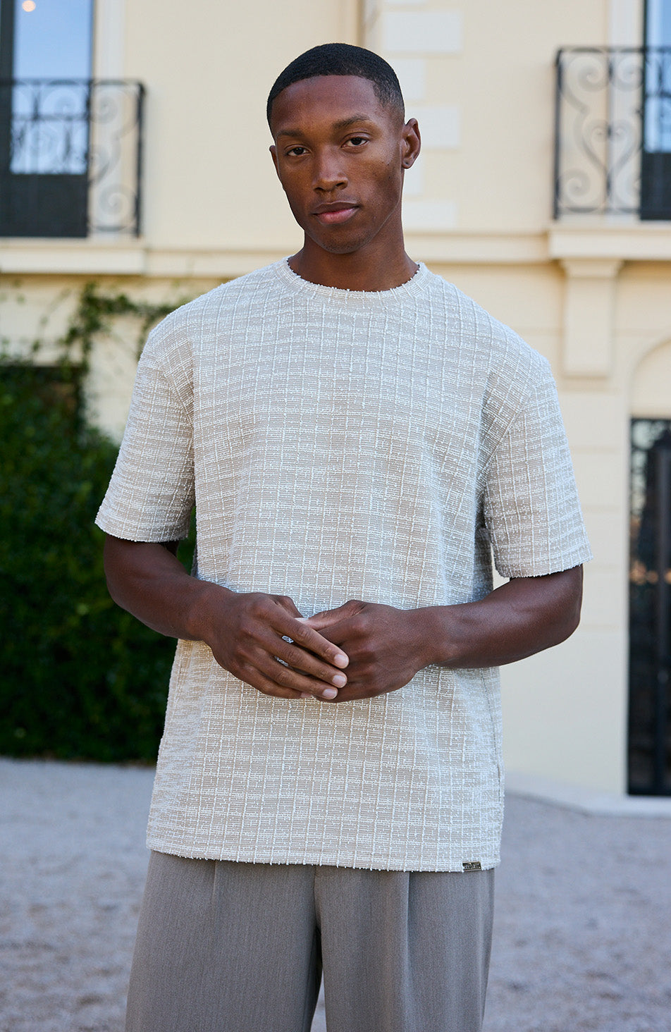 Arlio Textured Relaxed Boxy Tee in Beige – MAUVAIS (USA)