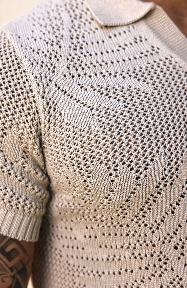 Tropics Relaxed Fit Crochet Knit Polo in Beige – MAUVAIS (USA)